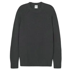 SALTS CASHMERE Double Neck Trim Crew Neck Sweater Charcoal - Grey