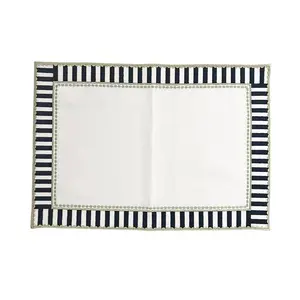 GELIVING And White Checkered Placemat Set Of Two Decorative Gold Embroidered Dining Decor - Black