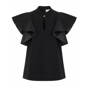 JULIA ALLERT Stand Collar Ruffle Sleeve Blouse
