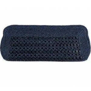 HAMEL ATELIER Handwoven Leather Raffia Clutch / Navy - Blue