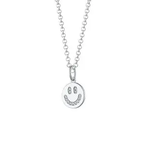 SCREAM PRETTY Smiley Face Charm Necklace - Silver
