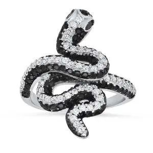 KYLIE HARPER Diamond Cz Statet Snake Ring In Sterling - Silver