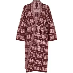RAFFYA Ally Abstract Print Long Line Cardigan