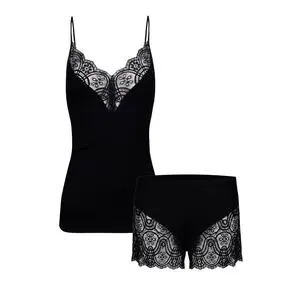 OH!ZUZA NIGHT&DAY Lace Trim Pyjama Set - Black