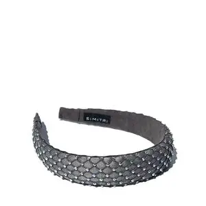 SIMITRI Silver / Grey Grey Fishnet Headband - Silver/grey
