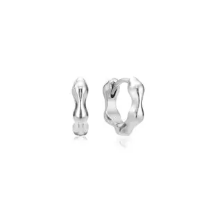 LILY & ROO Molten Huggie Hoop Earrings - Silver