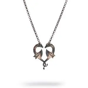 EBRU JEWELRY Twin Dragon Heart ’s Sterling Necklace - Silver