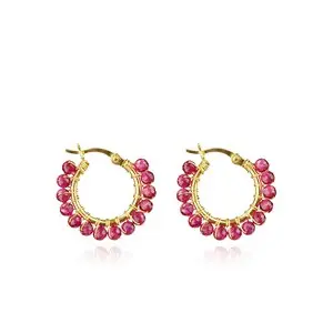 MOUNIR LONDON Ruby Hoop Earrings - Red