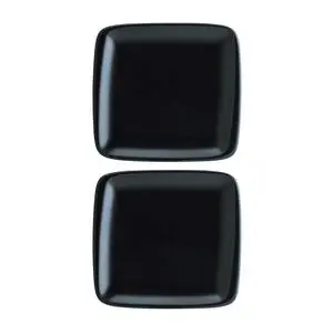 Turgla Home Notte Square Porcelain Side, Appetizer Plates, Set Of Two - Black