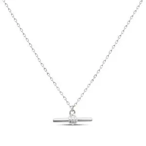 CLEMENCE WREN T-bar Pendant Necklace - Silver