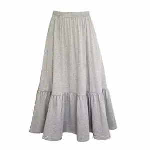FROCK TALES Gathered Midi Skirt With Frill Hem - Grey