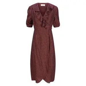 INTROVERTIE VIENNA Cornwall Burgundy Bliss Linen Wrap Dress Maxi
