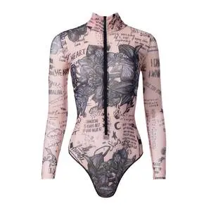 RODA SMARTSWIMWEAR Long-sleeve Mesh One-piece Swimsuit With Zipper - Black