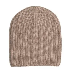 BEL CASHMERE Plain Knitted Cashmere Hat Brown