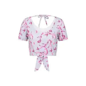SOPHIE CAMERON DAVIES Pink Floral Cotton Crop Top - Grey