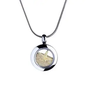 MY LITTLE NATURE Pendant Necklace With Natural Starfish And Beach Sand - Silver/brown