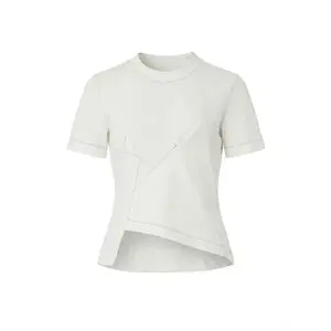 GAO REPUBLIC Fitted Asymmetric Seam Jersey Top - White