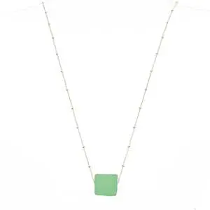 SMART GLASS JEWELRY Sterling Silver Recycled Glass Cube Necklace - Green