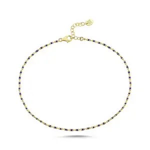 ECCE ARTISAN DIAMONDS 14k Solid Gold Enamelled Candy Crush Anklet - Navy Blue