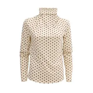 JULIA ALLERT Neutrals / Basic Long Sleeve Top Polka Dot Beige - Black