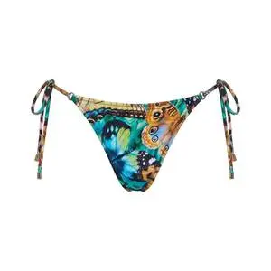SUNKISSED Triangle Bikini Bottom With Side Ties - Blue/gold