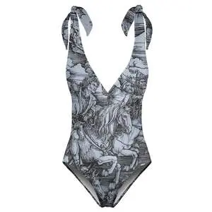 ALOHA FROM DEER Durer Series Four Riders One Piece Swimsuit - Grey/black
