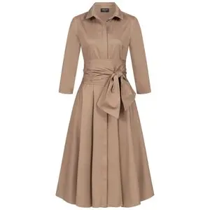 MARIANNA DÉRI Taupe Shirt Dress With Tie Belt - Brown