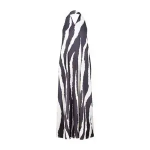 LILY AND LIONEL Belle Zebra Print Maxi Dress In & White - Black