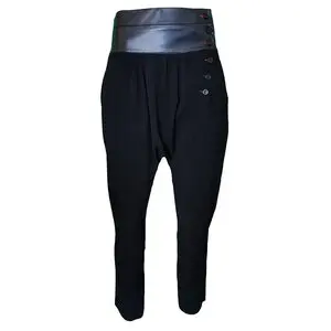 LALIPOP DESIGN Harem Pants With Colored Buttonholes And Vegan Leather Waistline