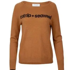 CATNIP AND SEAWEED Neutrals / The Catnip + Seaweed Cashmere Sweater In & Tan - Black