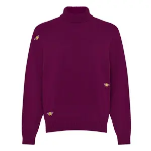 INGMARSON Bee Embroidered Wool & Cashmere Rollneck - Purple