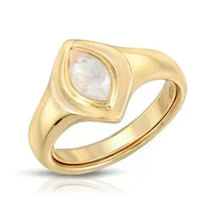 GLAMROCKS JEWELRY Marquise Signet Ring- Mother Of Pearl - Gold