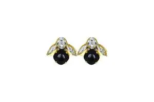 VICKISARGE The Baby Bee Earrings In Gold Pierced - Black
