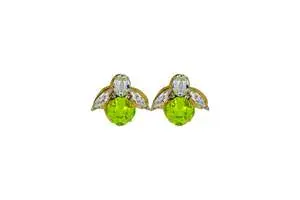 VICKISARGE The Baby Bee Earrings In Gold Pierced - Green