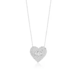 SHYMI Pave Heart & Stone Necklace - Silver