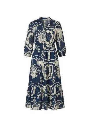 JAMES LAKELAND Ornamental Print Tiered Midi Dress - Blue