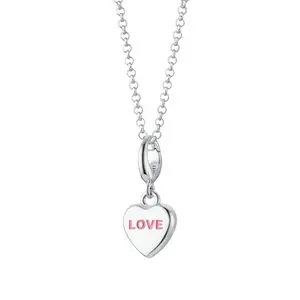 LILY CHARMED Silver / Pink Sterling Silver Love Heart Sweet Charm Necklace - Silver/pink