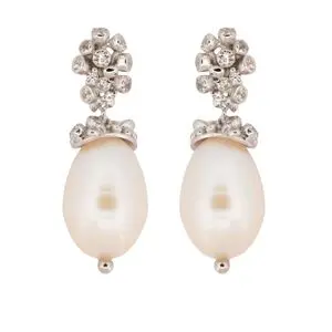 DAINTY LONDON Dainty London Lyra Baroque Pearl And White Topaz Earrings In 18ct Gold Vermeil Silver