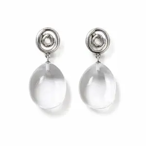 ORMIRO Vortex Clear Quartz Crystal Spiral Earrings - Silver