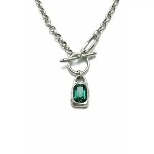 BY VIRGO Silver / Green Esmera Necklace - Silver/green