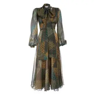 SOFIA TSERETELI Silk Maxi Dress With Scarf Detail - Brown