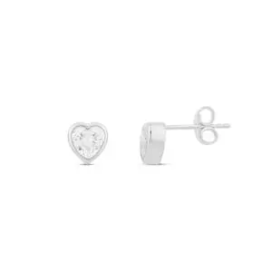 SHYMI Fancy Shape Bezel Set Studs Heart - Silver