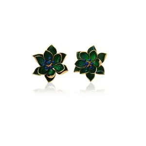 MILOU JEWELRY Lotus Flower Earrings - Green