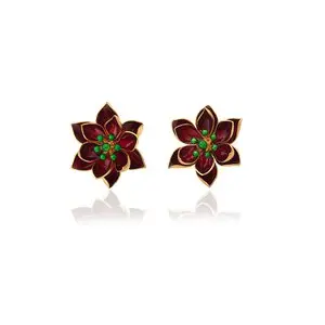 MILOU JEWELRY Lotus Flower Earrings - Red
