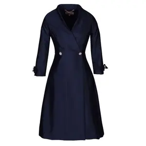 SANTINNI Santini Astor Silk Taffeta Dress Coat - Blue