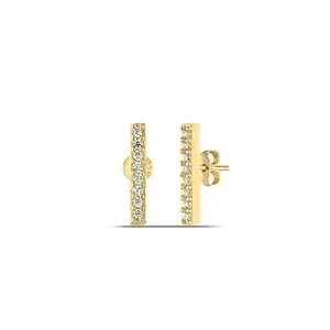 SPERO LONDON Bar Stud Zirconia Earring Sterling Silver - Gold