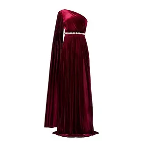 NUR KARAATA Baglioni Burgundy Gown - Red
