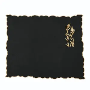 KM HOME COLLECTION Golden Tulip Set Of 4 Linen Placemat - Yellow