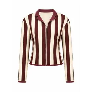 Carmen Says Whistle Burgundy Striped Jacket