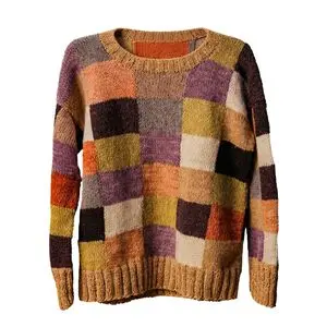 CHARKHA & LOOM Orange / Brown Monal Patchwork Pullover Multicolour - Orange/brown